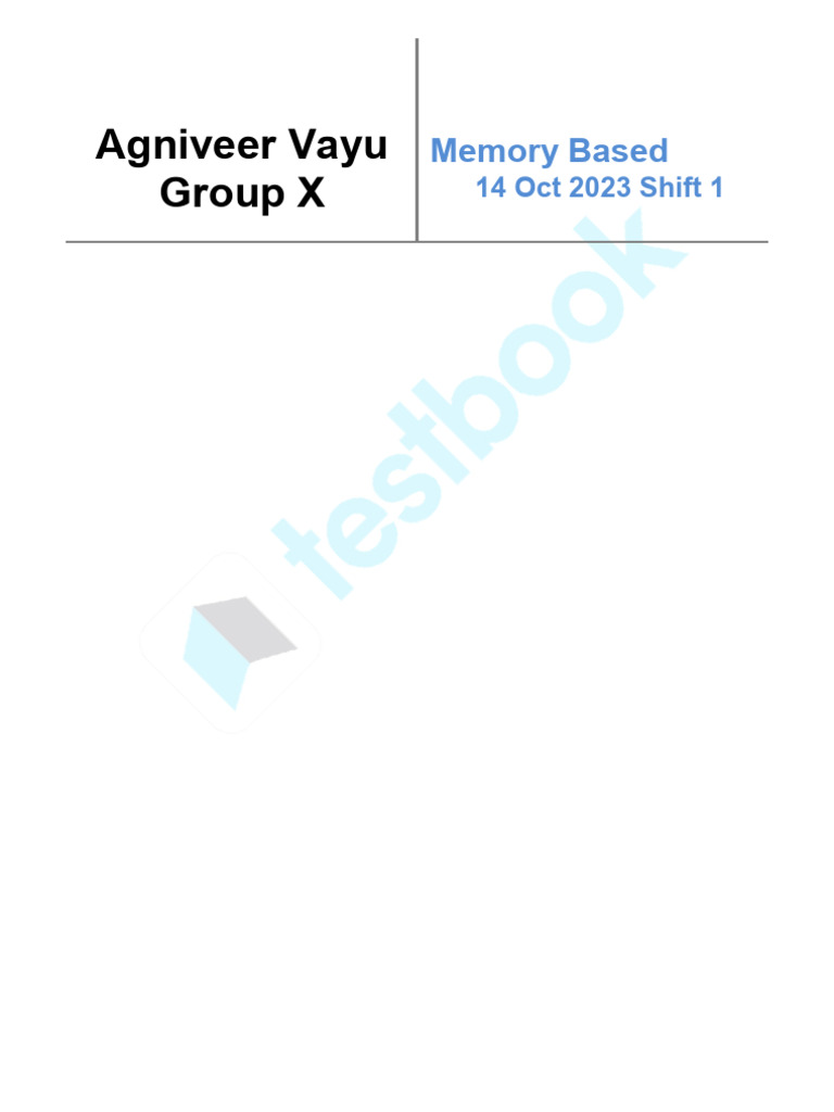 Agniveer Vayu Other Than Science (Group Y) 14 Oct 2023 1st Shift Memory ...