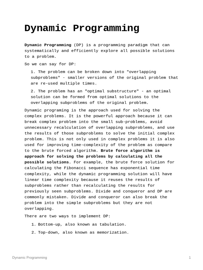 Dynamic Programming | PDF | Dynamic Programming | Computer Programming