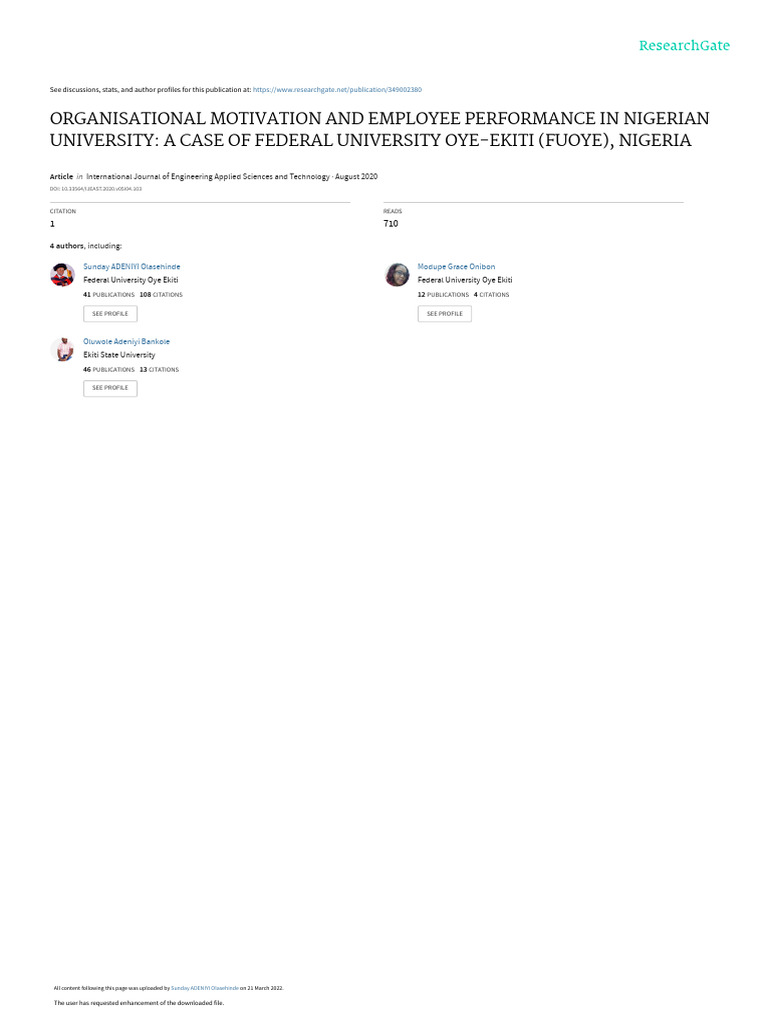 ORGANISATIONAL_MOTIVATION_AND_EMPLOYEE_PERFORMANCE | PDF | Motivation ...