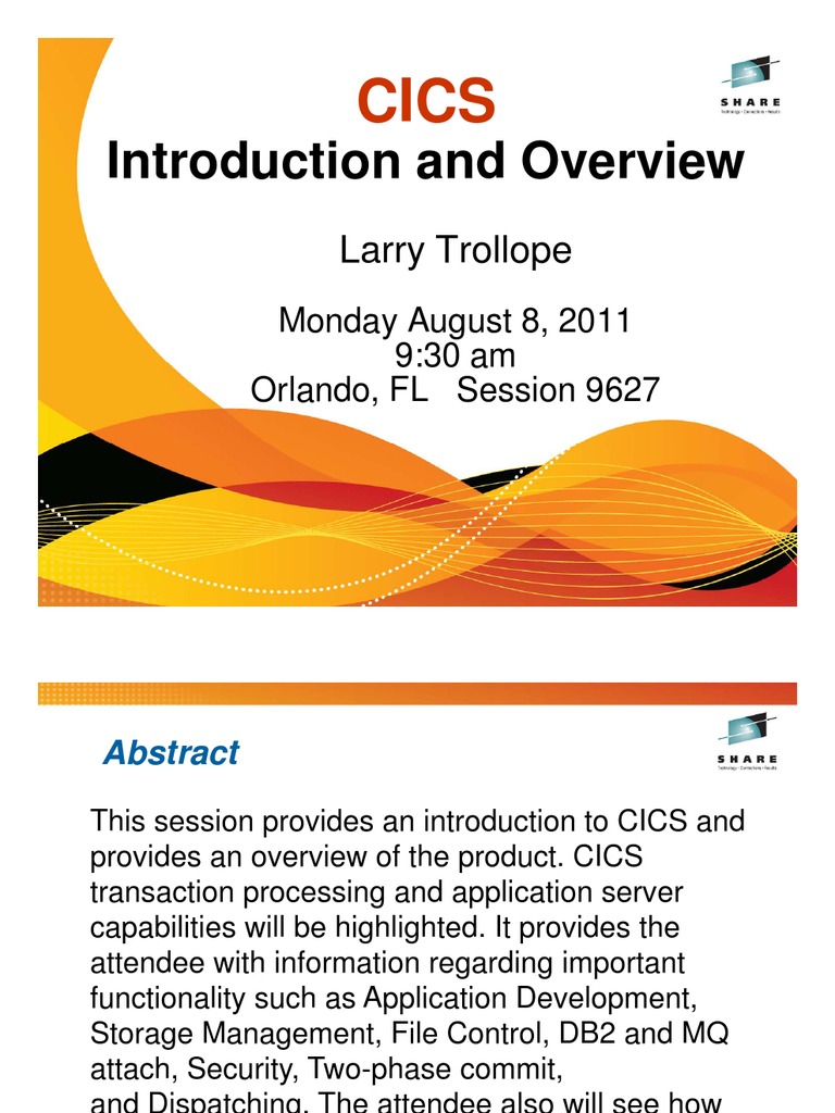 CICS - Intro and Overview V4 | PDF | Ibm Db2 | Databases
