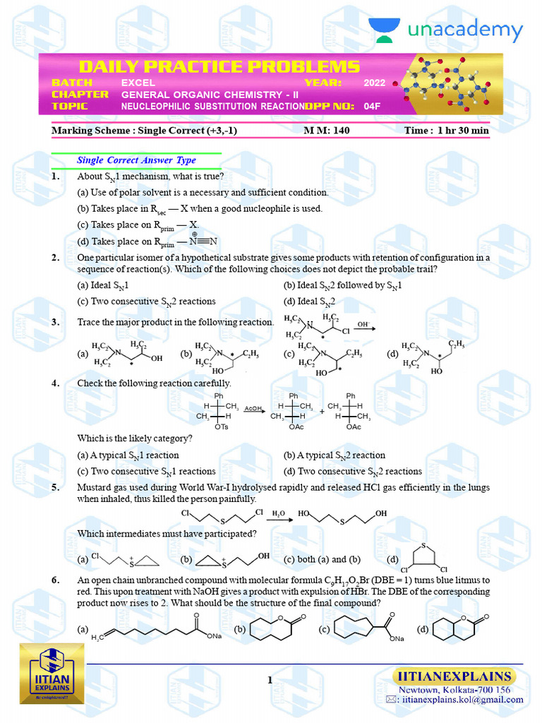 13 DPP 04f 04g 04i Dpp+a+s | PDF | Chemical Reactions | Alkene