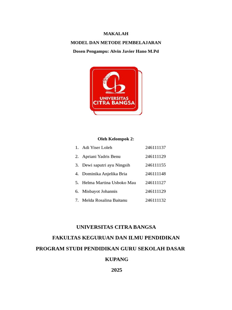 Makalah Model Dan Metode Pembelajaran Kel. 2 | PDF