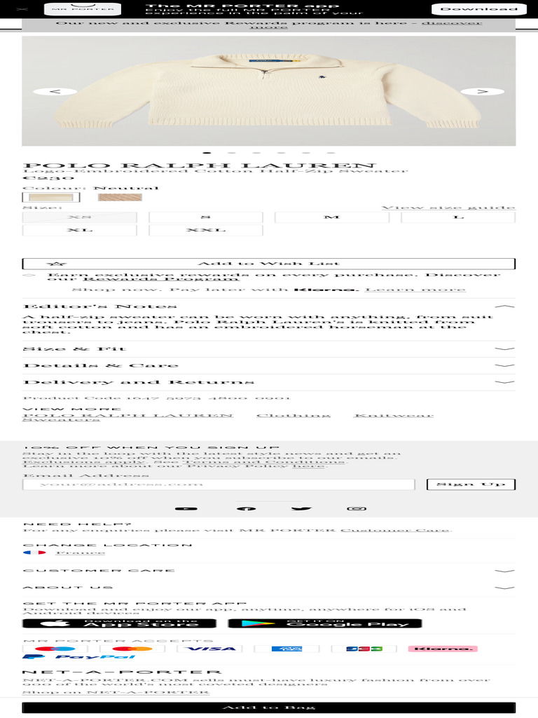 POLO RALPH LAUREN Logo-Embroidered Cotton Half-Zip Sweater For Men MR PORTER | PDF