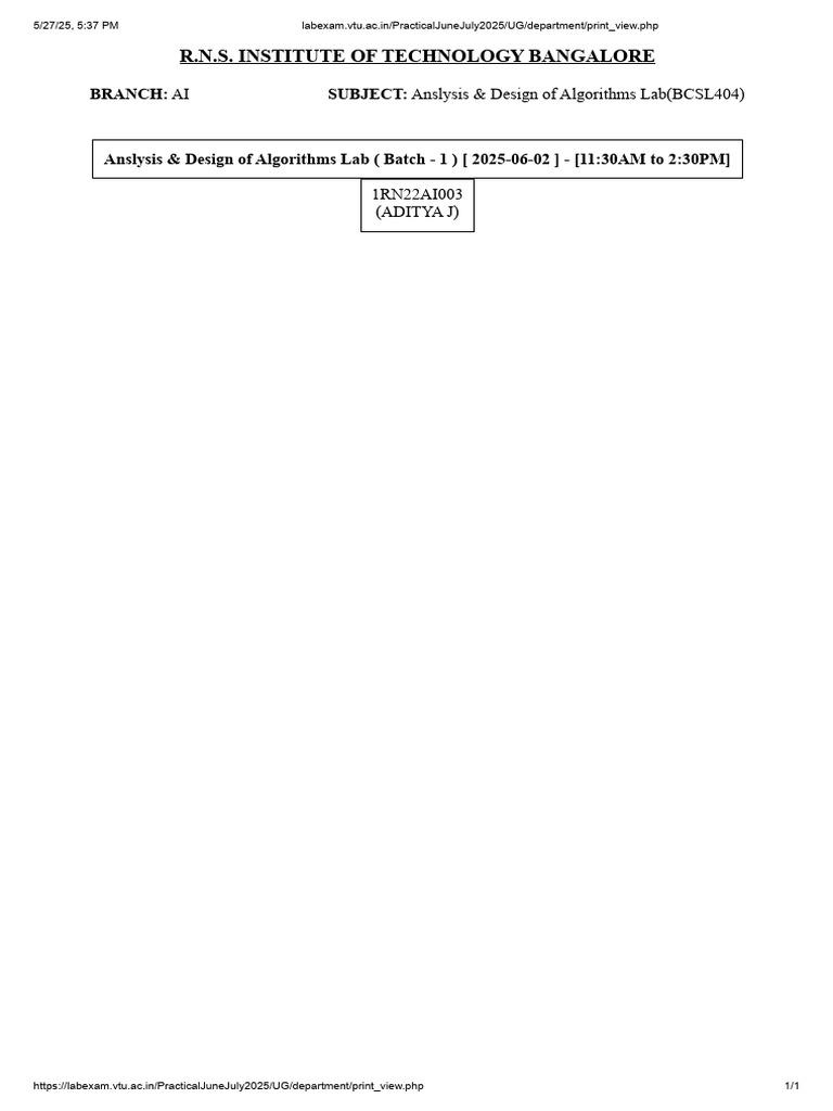 Anslysis & Design of Algorithms Lab BCSL404 | PDF