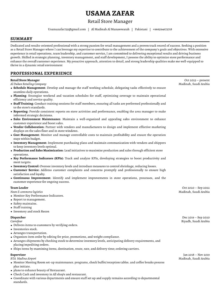 Usama Zafar 2 | PDF | Inventory | Retail