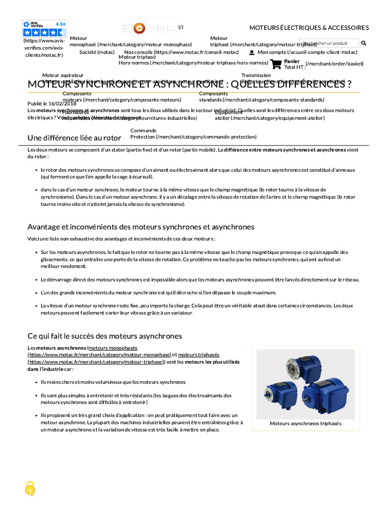 Différences entre moteurs synchrones et asynchrones | PDF | Ingénierie ...
