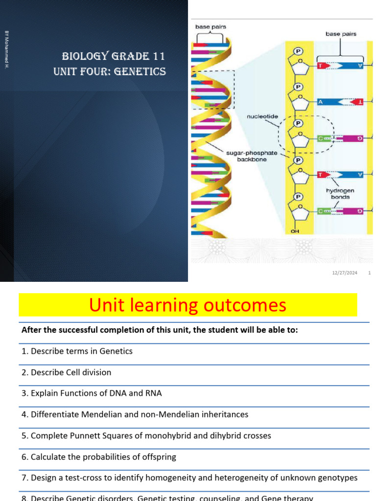 BIO G-11 Genetics Unit-4 | PDF | Meiosis | Translation (Biology)