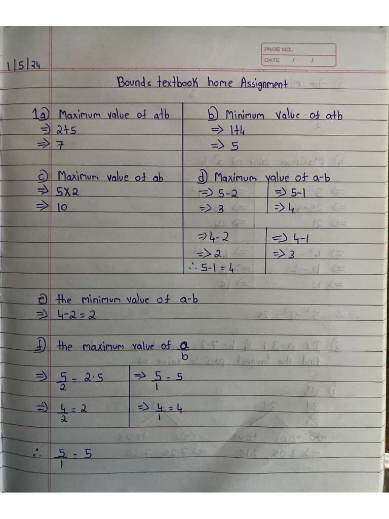 Bounds Textbook Homework | PDF