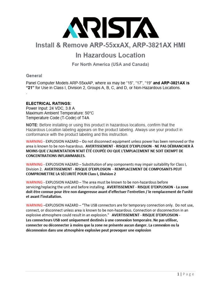Install/Remove ARP-55 & ARP-3821AX HMI | PDF | Electrostatic Discharge ...