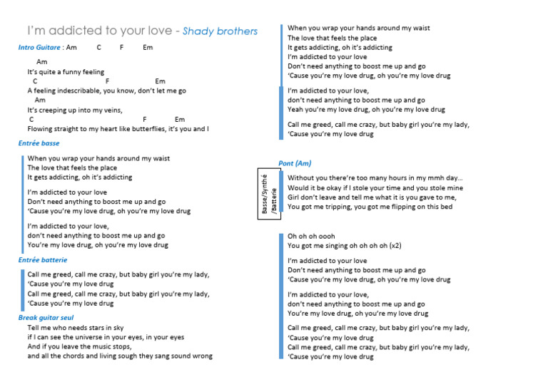 Addicted to Your Love Lyrics | PDF