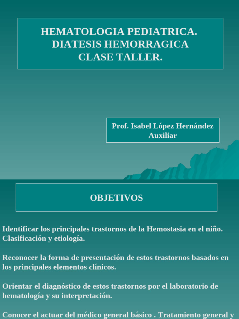 Clase Taller Diatesis Hemorragica | PDF | Coagulación | Hemostasia
