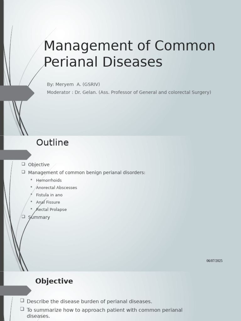 Perianal Disease Management Overview | PDF | Hemorrhoid | Clinical Medicine