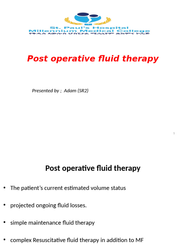 Post Operative Fluid Therapy | PDF | Medical Specialties | Clinical ...