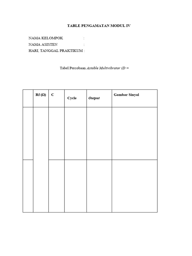 Tabel Pengamatan Modul 4 | PDF