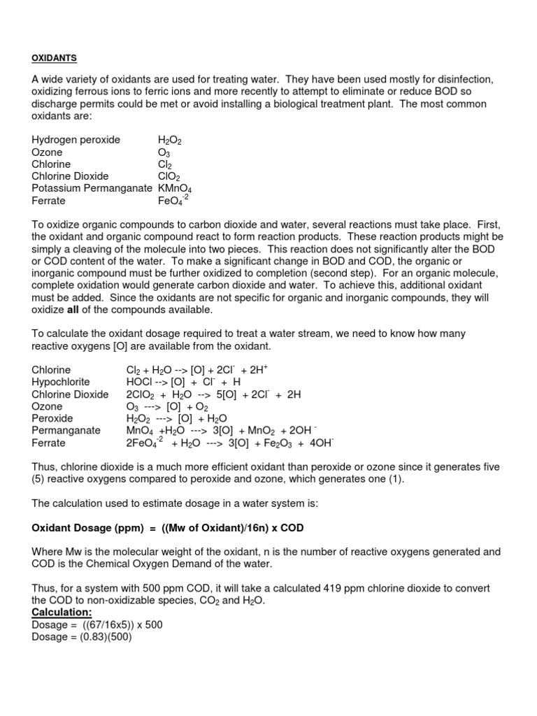 Efficient Water Treatment Oxidants | PDF | Hydrogen Peroxide | Chlorine