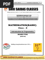 Introduction To Trigonometry 10 CLASS PYQ | PDF | Trigonometry | Elementary Geometry