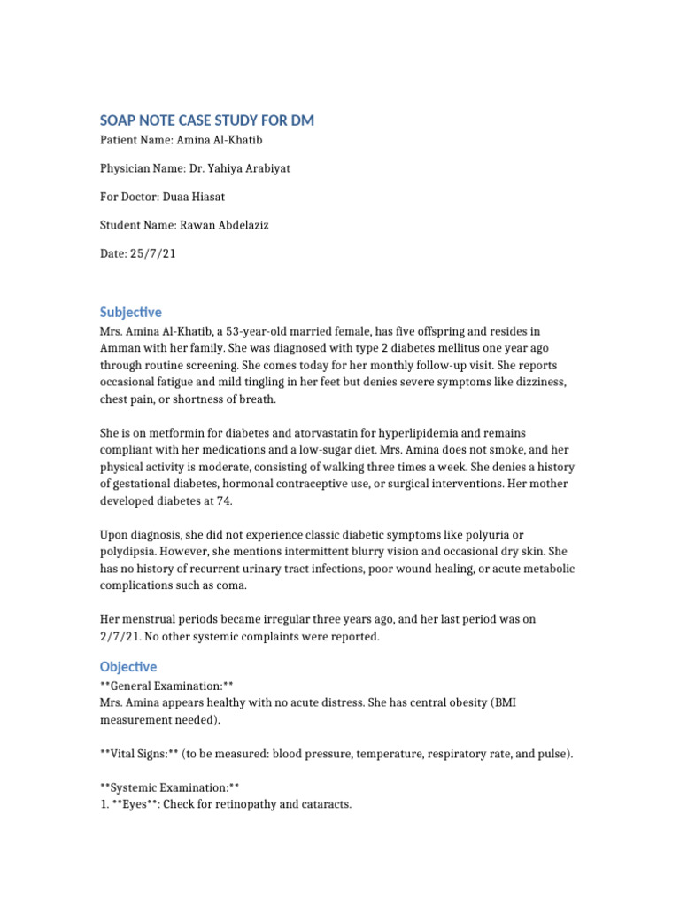 Edited SOAP Note DM Case Study | PDF | Diabetes | Peripheral Neuropathy