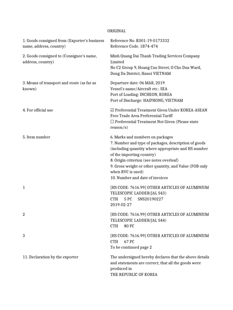 Korea-Vietnam Export Documentation Guide | PDF | International Trade