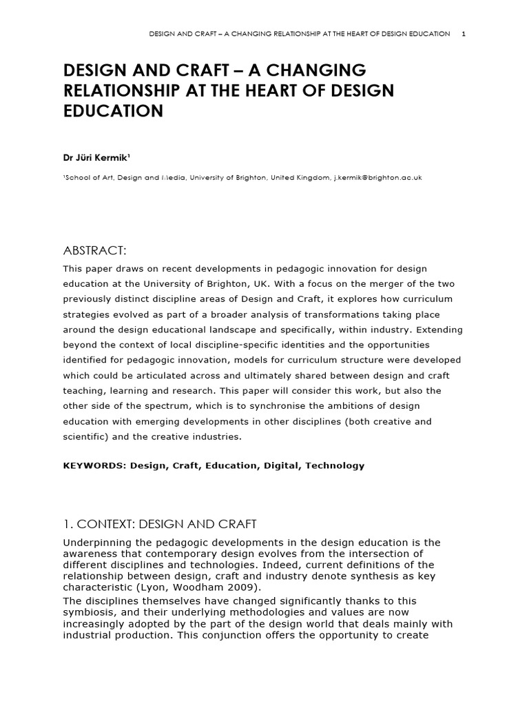 Evolving Design and Craft Education | PDF | Design | Design Thinking