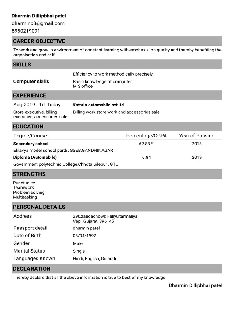 NEW Resume D 2023 Format2 | PDF