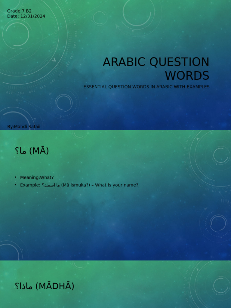 Arabic Question Words | PDF