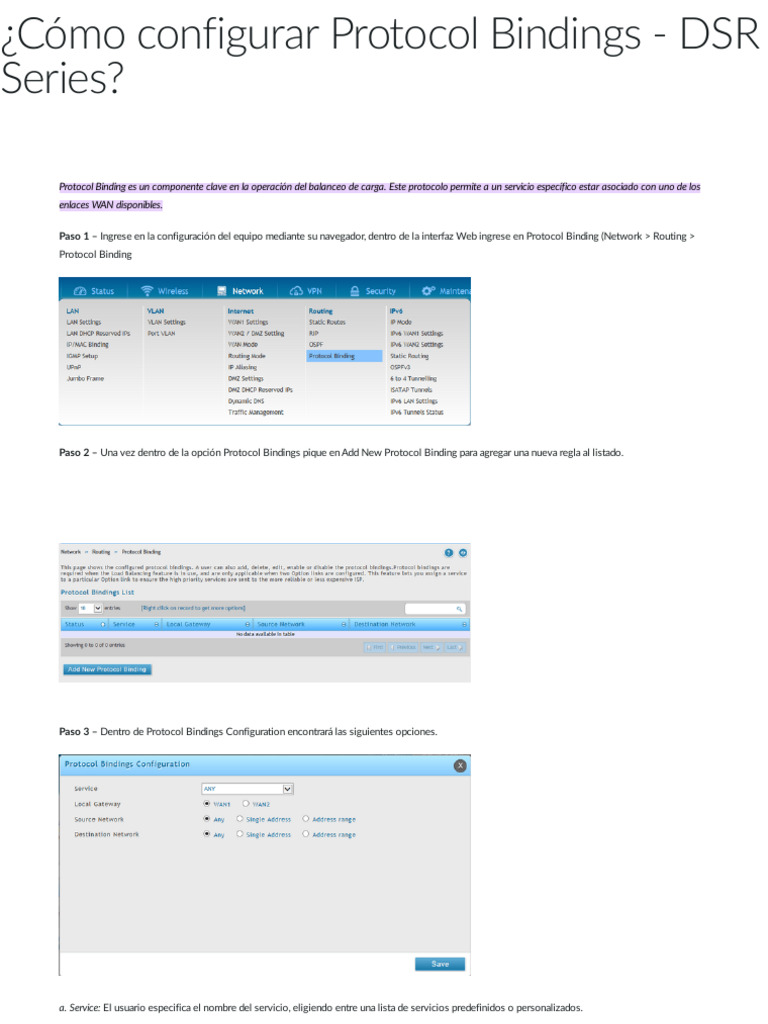 ¿Cómo Configurar Protocol Bindings - DSR Series - D-Link España | PDF ...