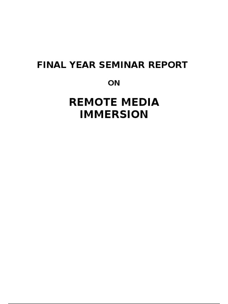 Remote Media Immersion Report | PDF | Streaming Media | Network Packet