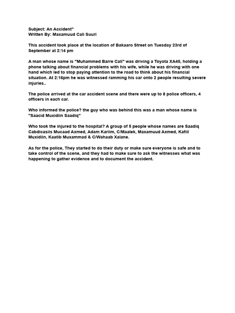 An Essay About "An Accident" | PDF