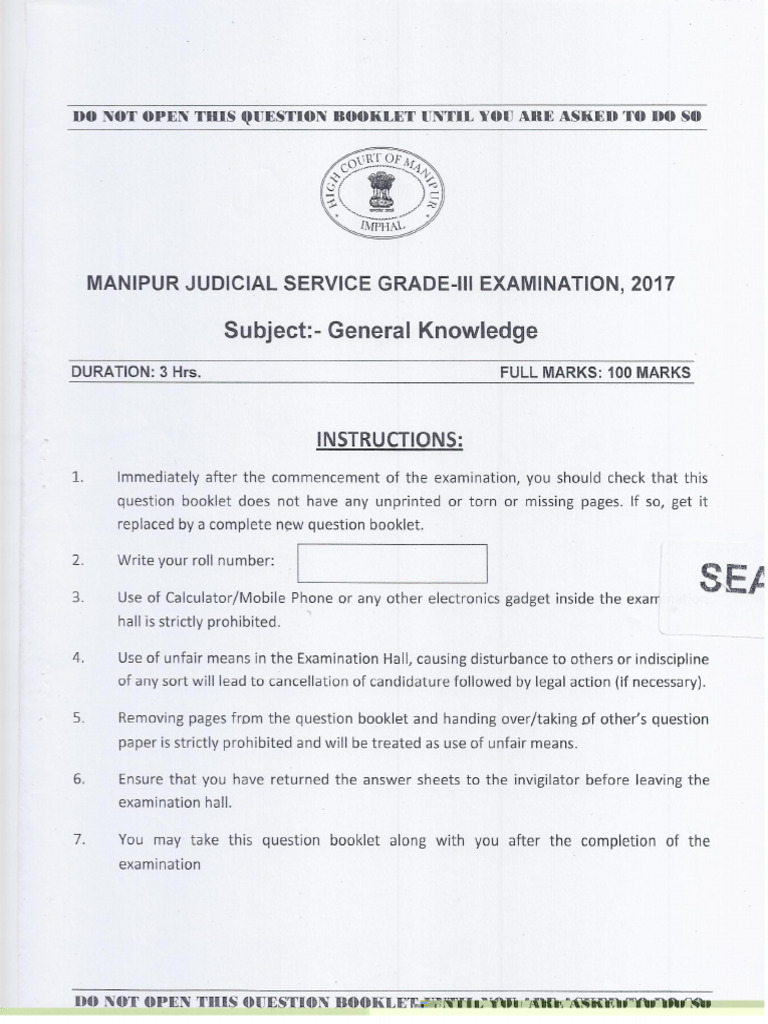 Mjs Grade III GK 2017 | PDF