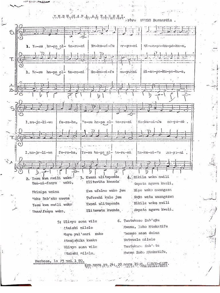 Yesu Hapa Altareni (BUTSO Bernardin) | PDF