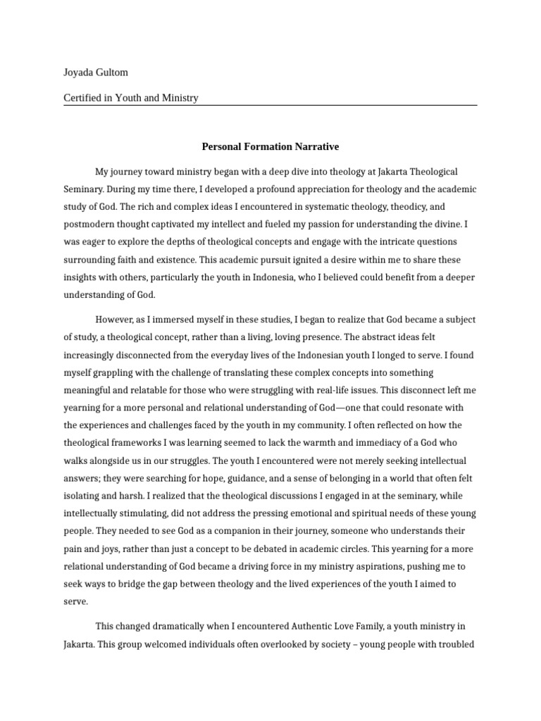 Formed by My Environment for Ministry Practice - Joyada Gultom | PDF ...