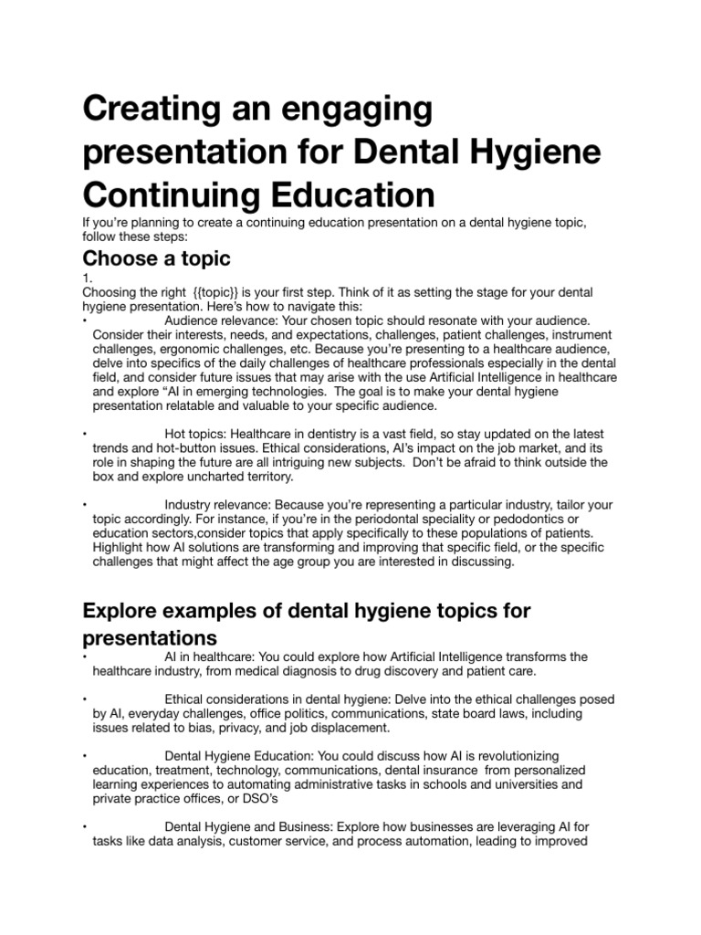 Creating An Engaging Presentation For Dental Hygiene Continuing ...