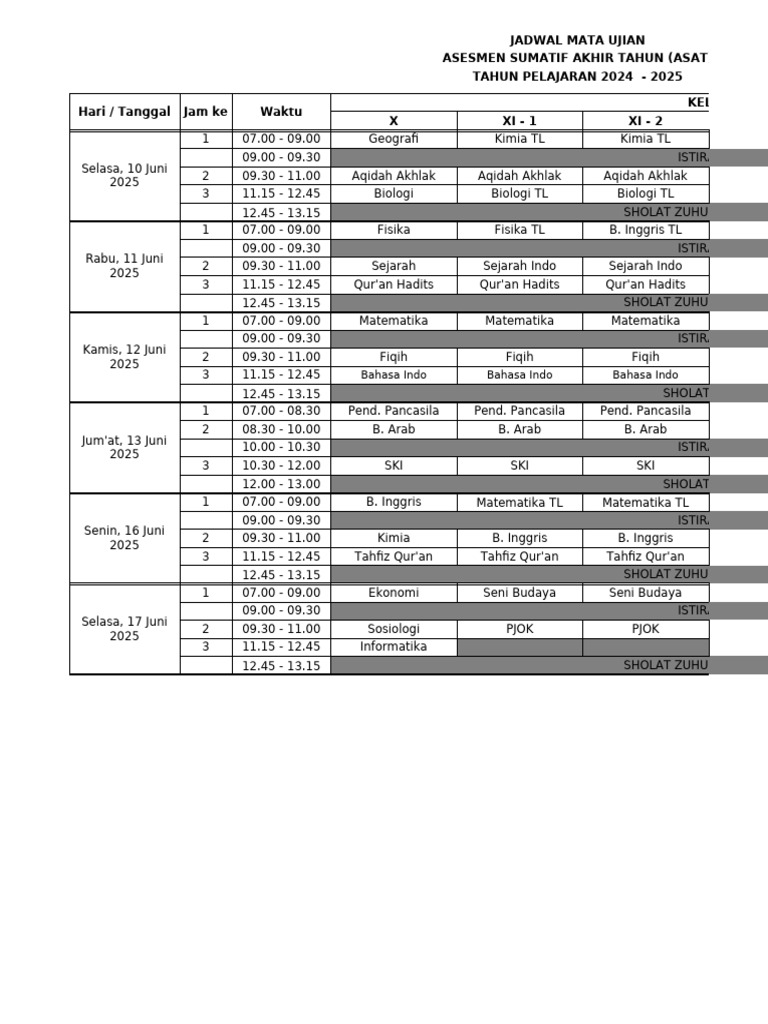 Jadwal Ujian Dan Mengawas ASAS Ganjil | PDF