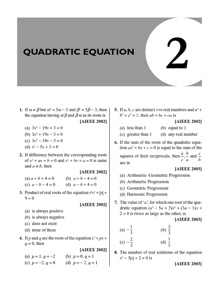 Quadratic Equation-2 | PDF | Quadratic Equation | Mathematics