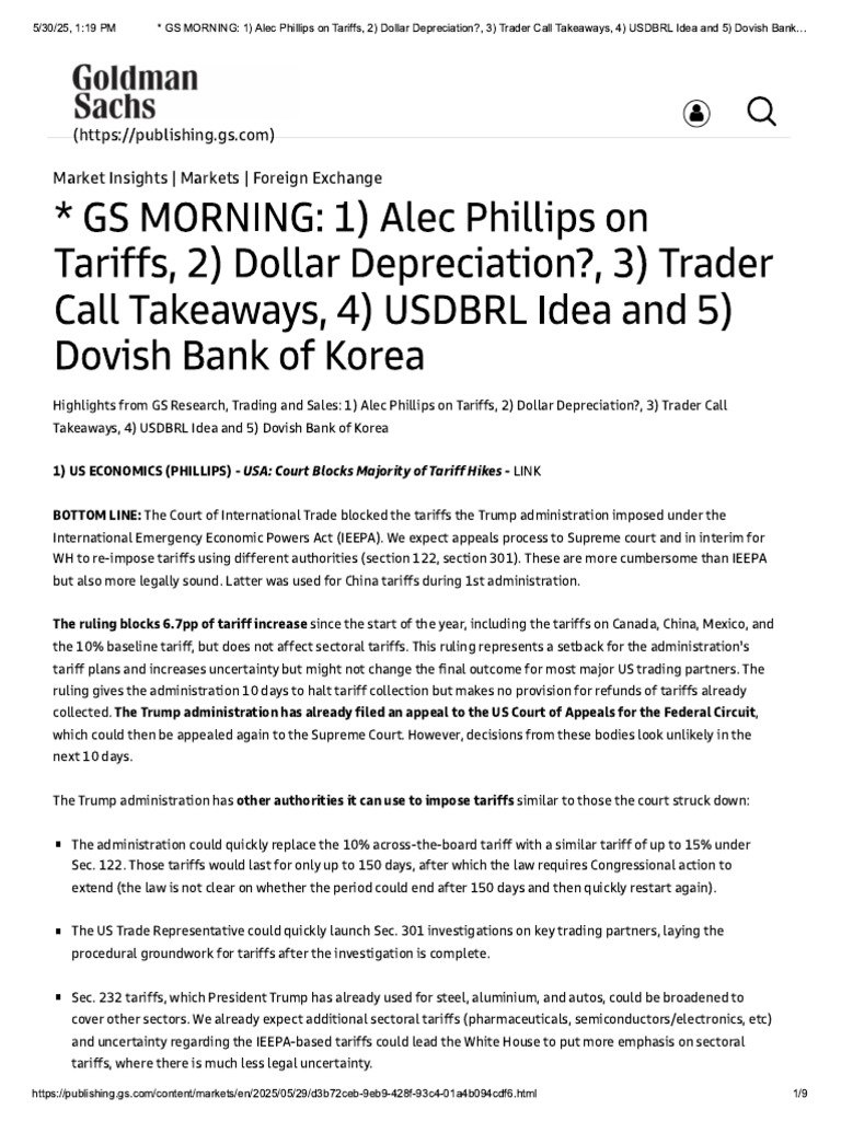 GS MORNING - 1) Alec Phillips On Tarif.. | PDF