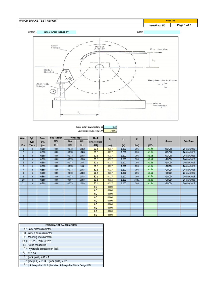 Winch Brake Test Form WBT | PDF | Brake | Ships