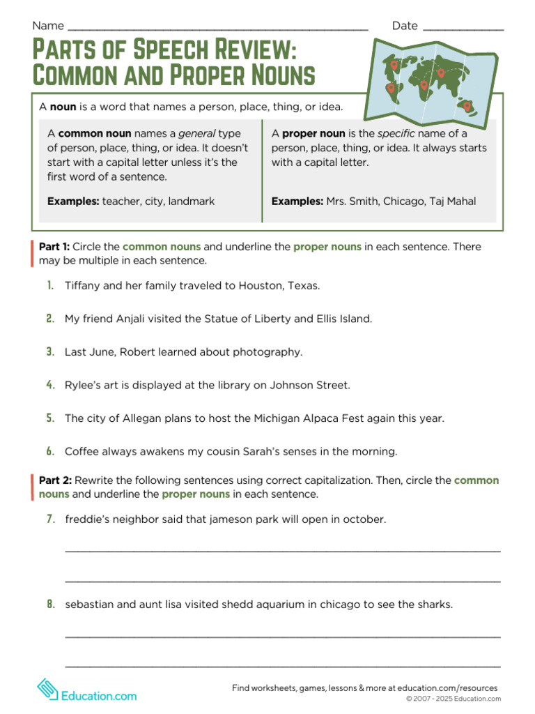 Common vs. Proper Nouns Guide | PDF