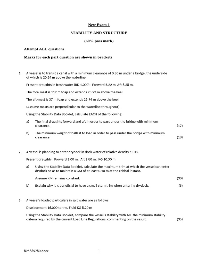 July 2005 Exam 1 Questions | PDF | Warships | Shipbuilding