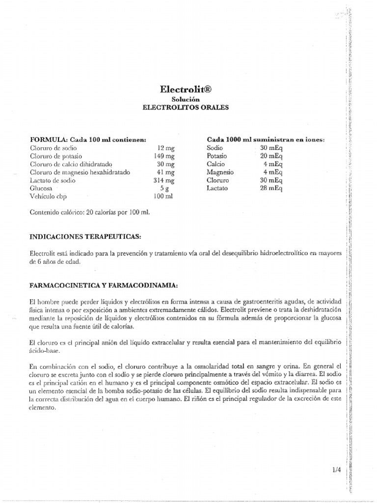 Ficha Tecnica Electrolit | PDF