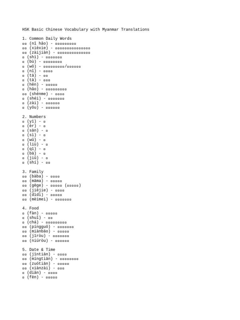 Chinese Vocabulary With MM | PDF