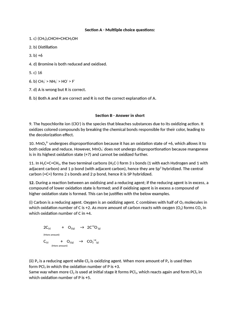 Chemistry PT2 Answersheet | PDF | Redox | Chemical Bond