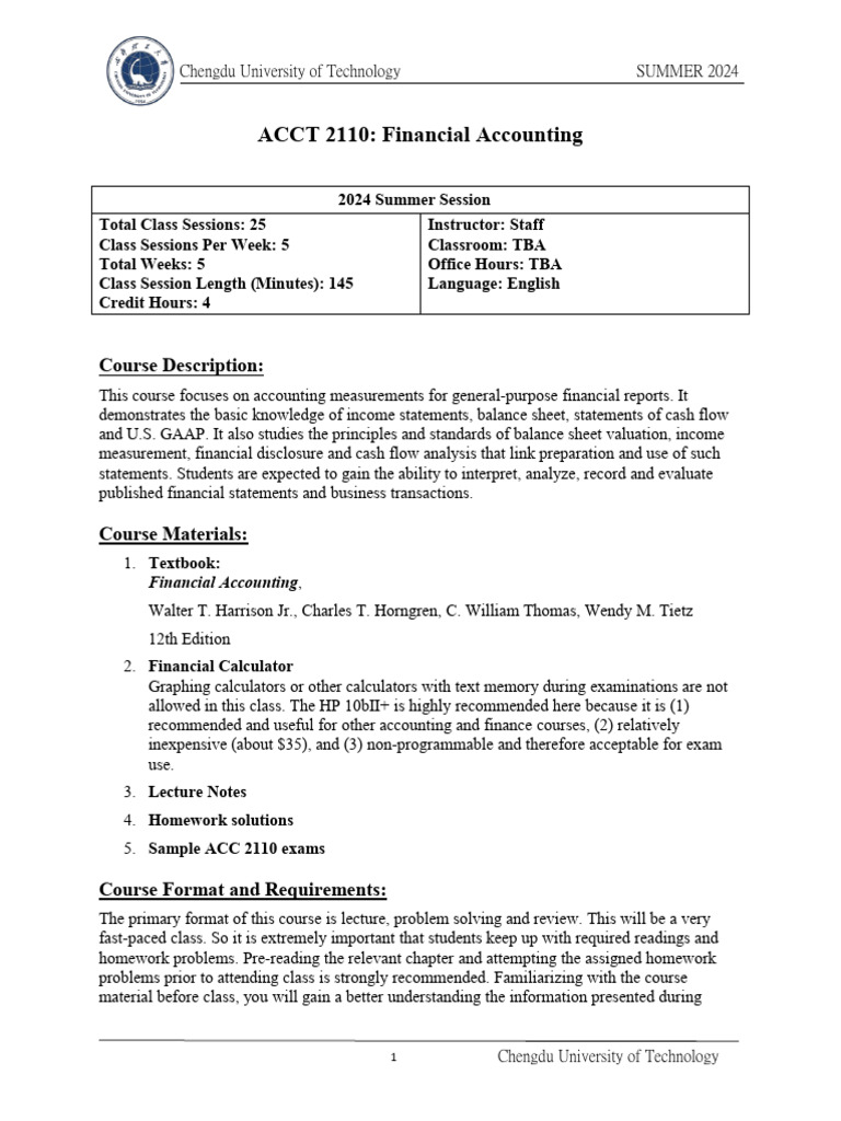 ACCT 2110 - Financial Accounting - 5w | PDF | Financial Accounting ...