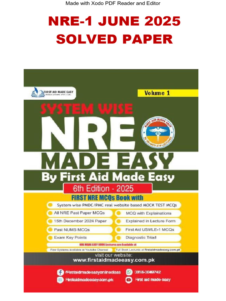 NRE-1 June 2025 Solved Paper | PDF | Human Diseases And Disorders ...