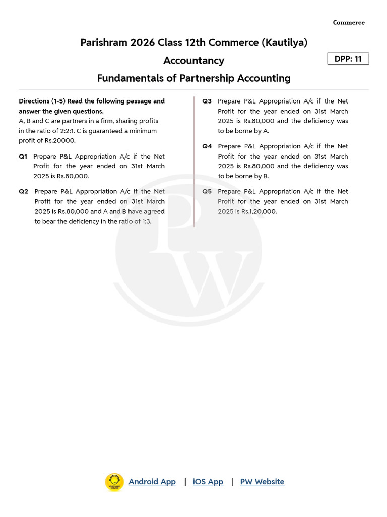 Fundamentals of Partnership Accounting - DPP 11 | PDF