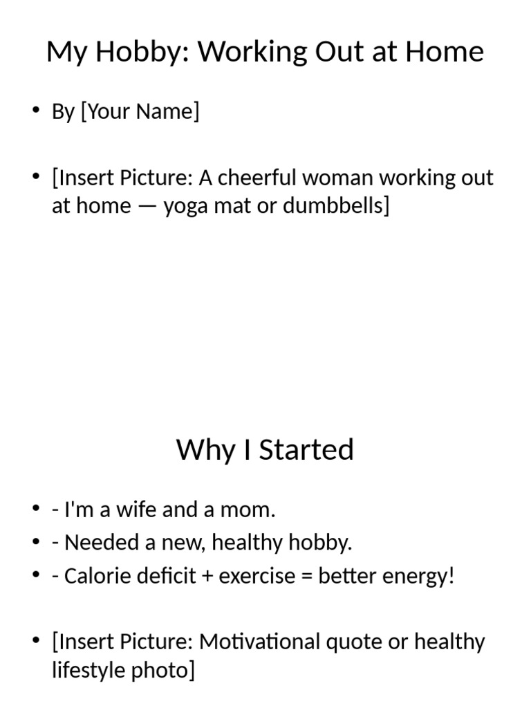 My Hobby Working Out at Home With Picture Guides | PDF