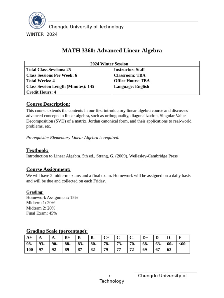 MATH 3360 - Advanced Linear Algebra | PDF | Applied Mathematics ...