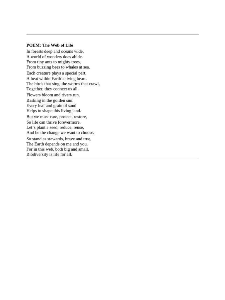 Poem On Biodiversity | PDF