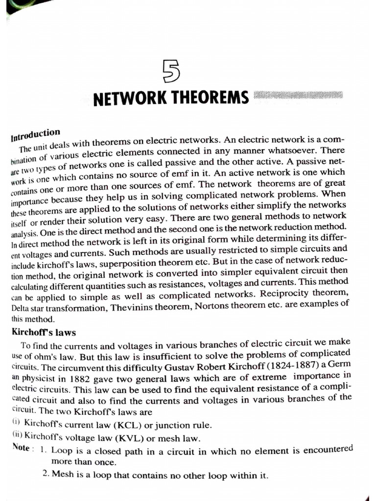 4th Sem Core Physics M5 Network Theoram Manjusha Textbook | PDF