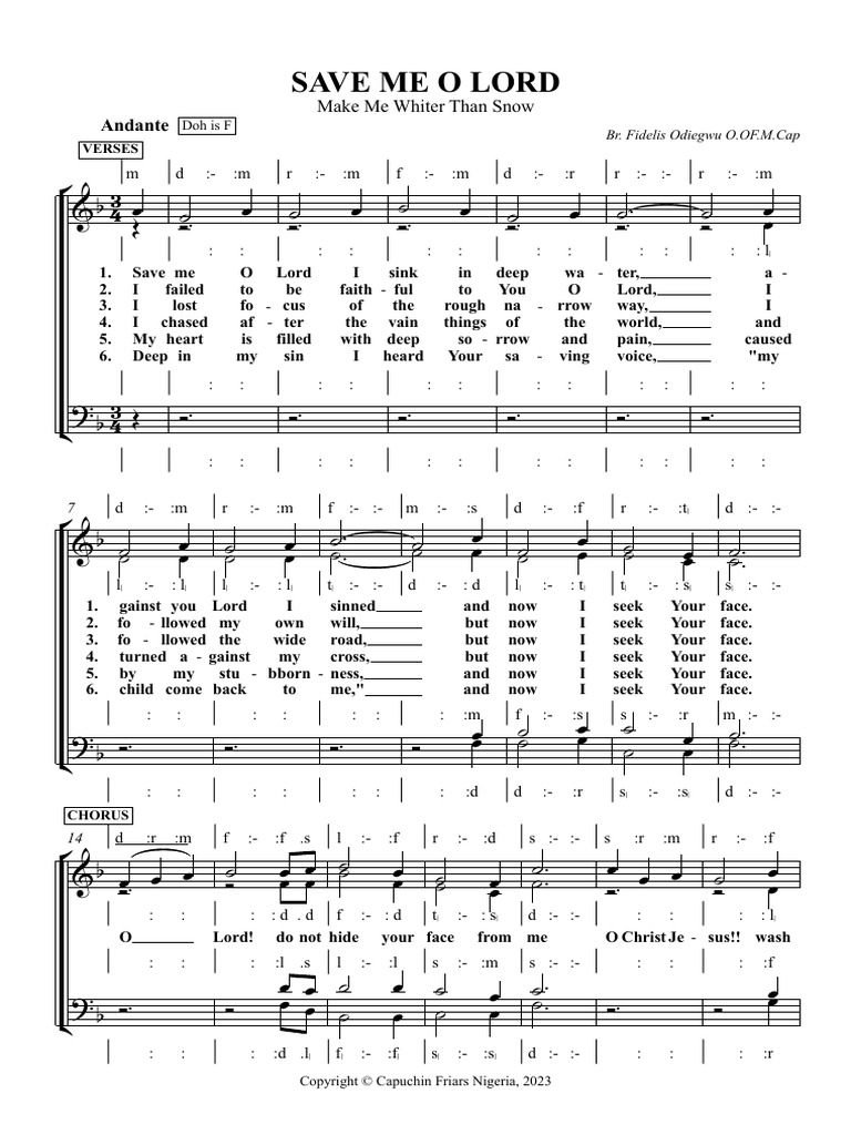 SAVE ME O LORD DO NOT HIDE YOUR FACE FROM ME - Full Score | PDF