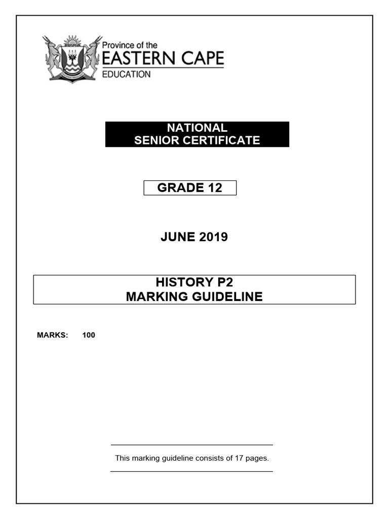 Grade 12 History June 2019 Marking Guide | PDF | Apartheid | Essays